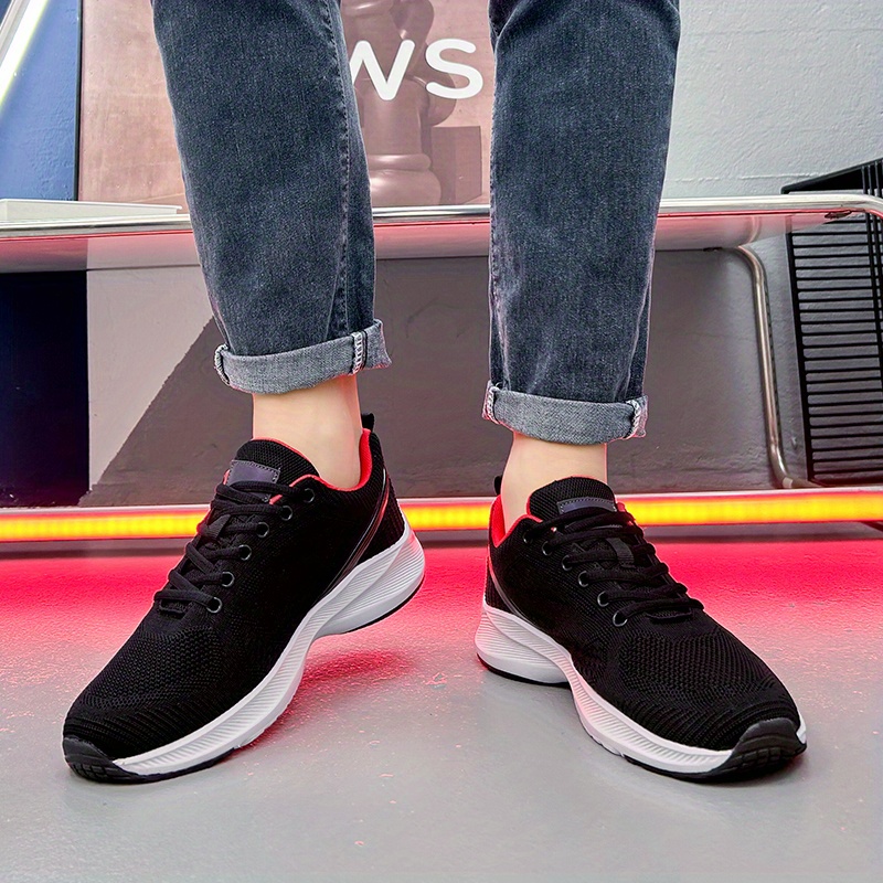 Mens Knitted Breathable Lightweight Running Shoes Shock Absorbing ...