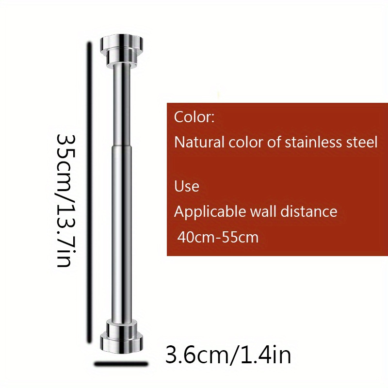 1pc Retractable Wardrobe Clothes Rod Shower Curtain Rod Metal Closet ...