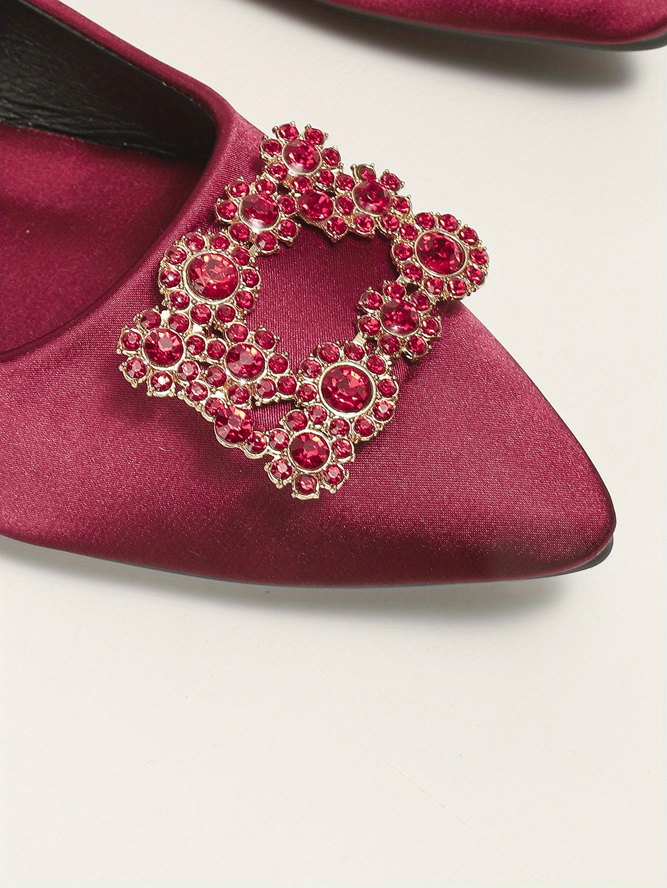 women's satin wedding flats shoes square pointed - {region_name}