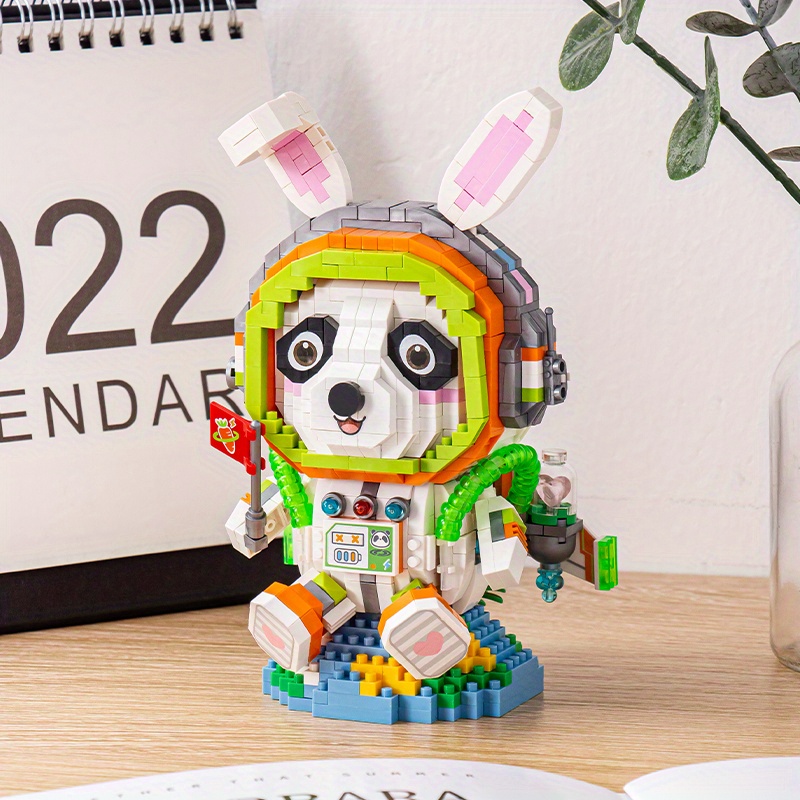 Building Blocks Dreamer Series Panda Astronaut Assembled - Temu