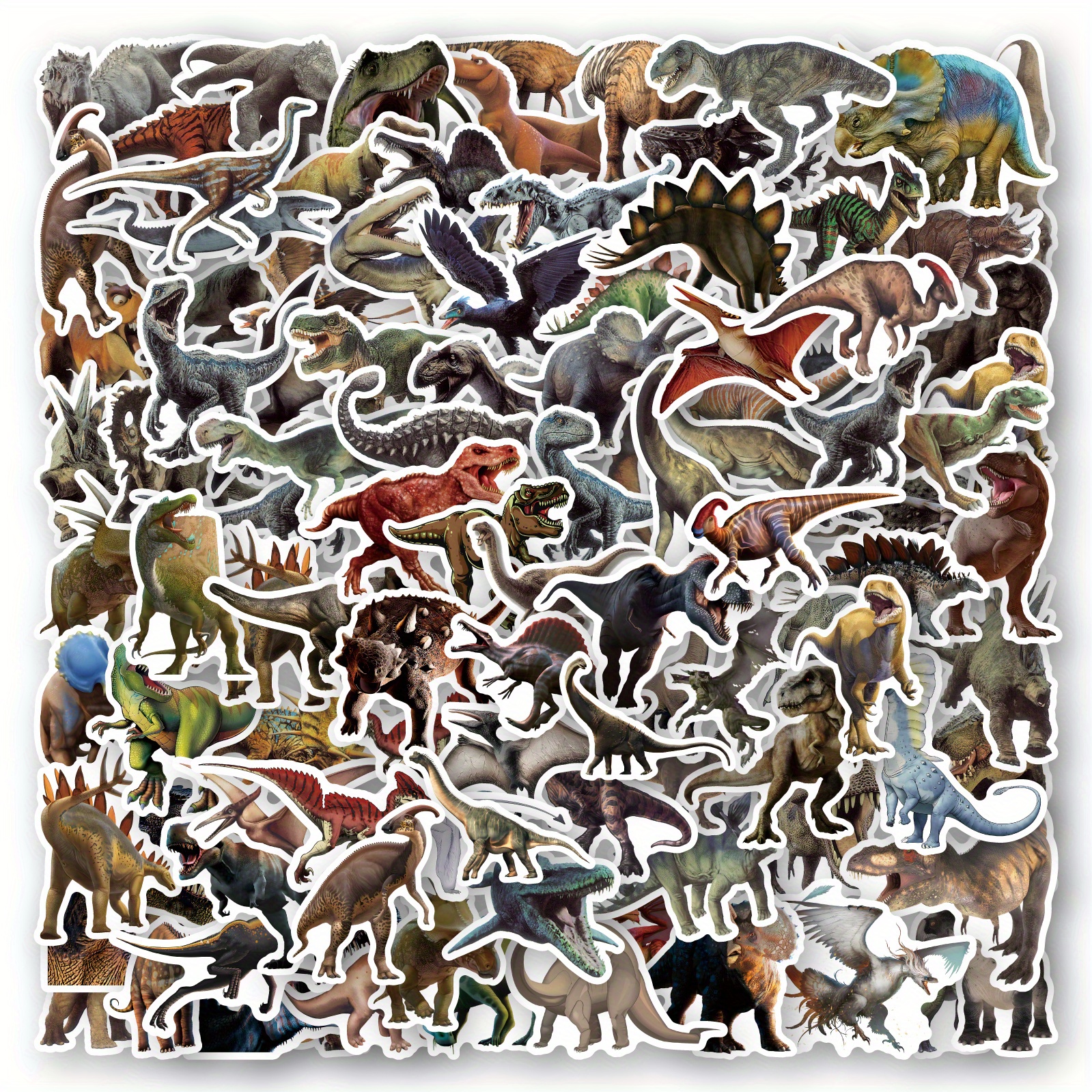 100pcs 공룡 현실적인 스티커 공룡 미적 스티커 물병 용 노트북 용 공룡 현실적인 데칼 수하물 용 공룡 현실적인
