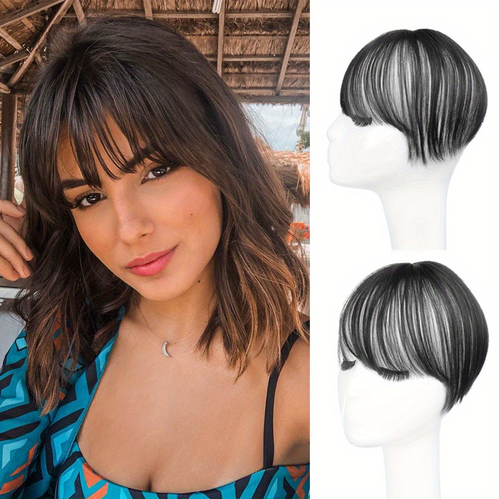 Bangs Synthetic Fiber Hairpieces Natural Looking Clip - Temu Australia