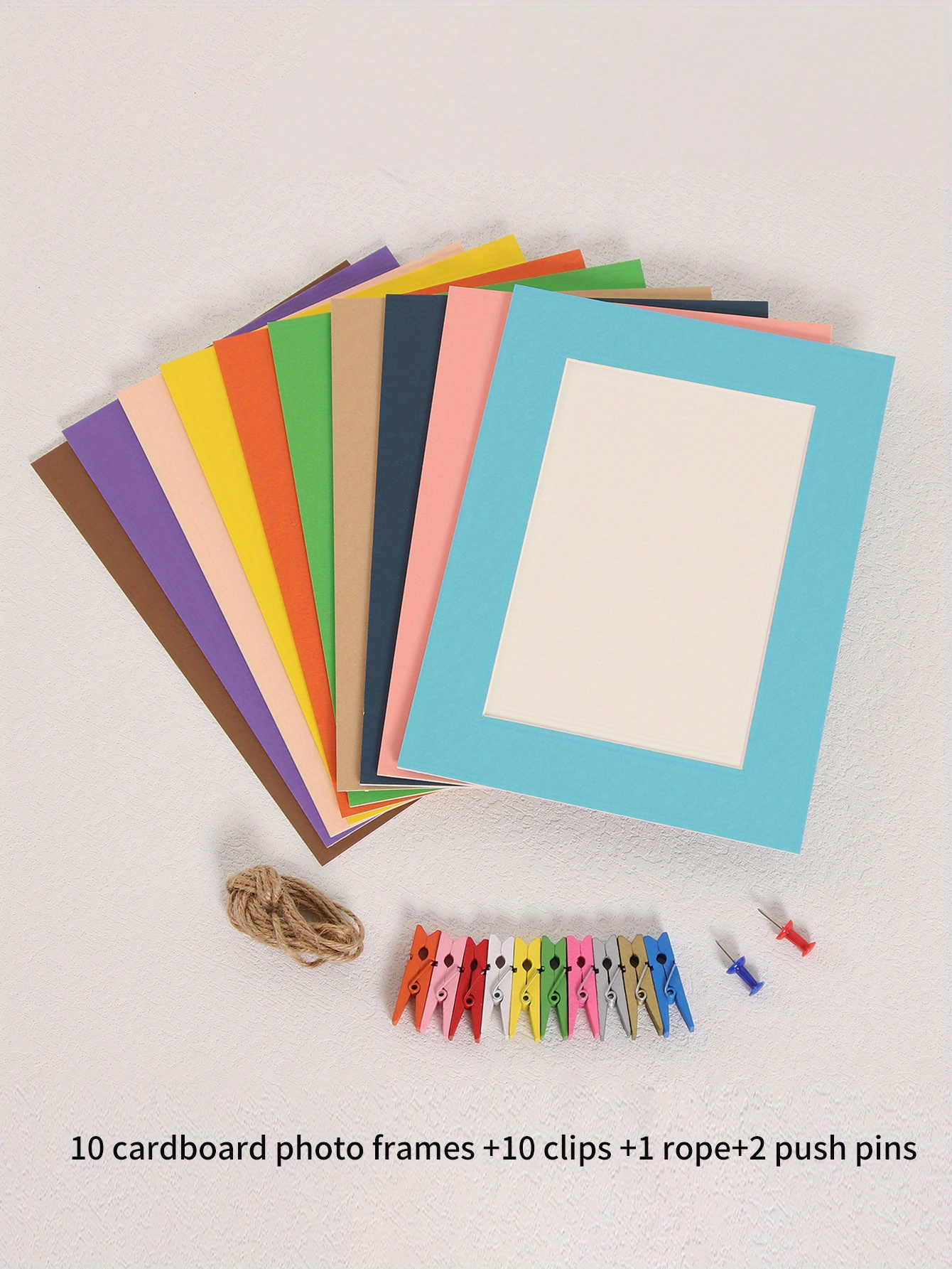Card Paper Photo Frame 10 Wooden Clips Hemp Rope Combination - Temu ...