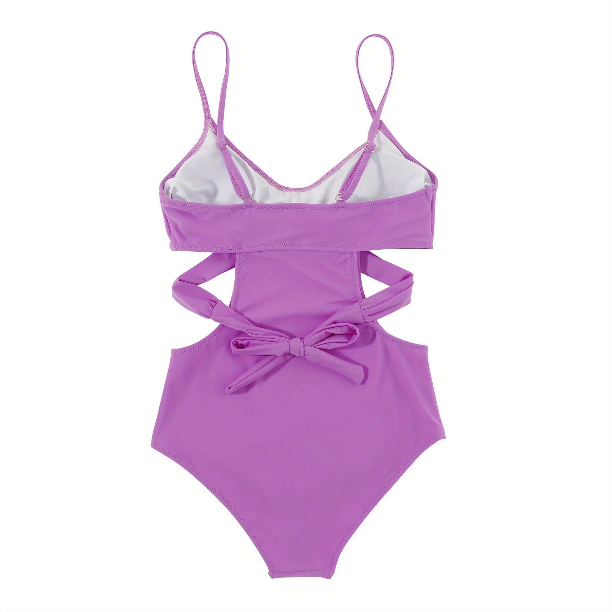 Purple V Neck Swimsuit Cut Spaghetti Straps High - Temu Australia