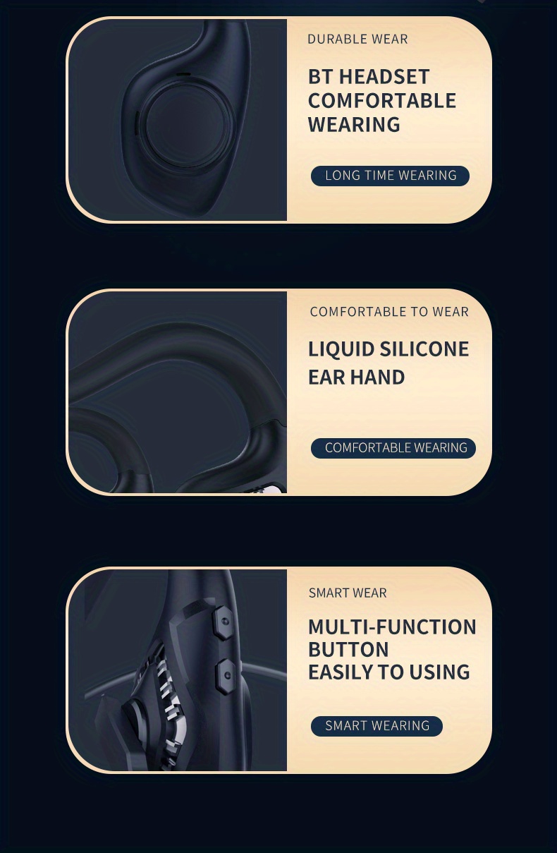 Wireless 5.3 Open Ear Headset Wireless Air Conduction Stereo - Temu Austria