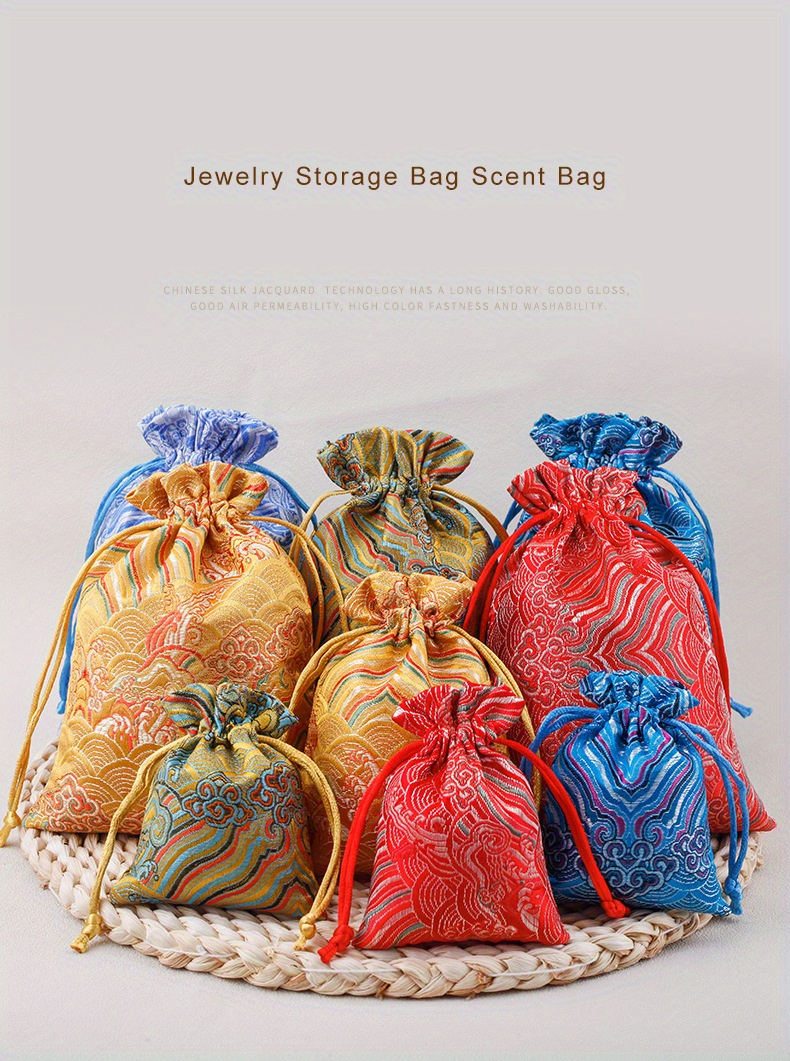 Wave Pattern Jewelry Storage Bag Embroidered Sachet - Temu Canada