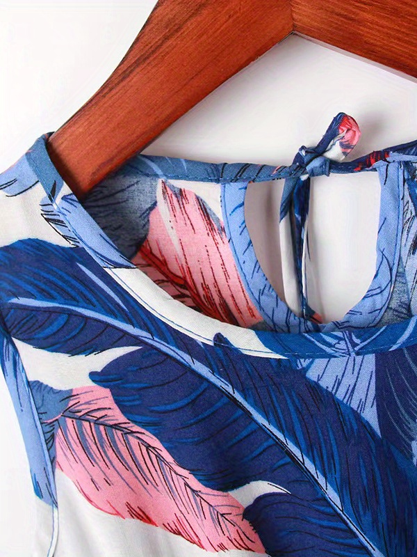 Girls Leaves Print Sleeveless Casual A Line Dress Kids - Temu Ireland