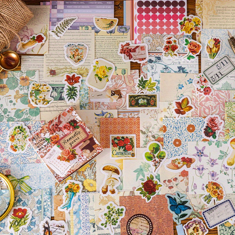 50 Stickers + Inviscid Material Paper Retro Plant Stickers - Temu ...