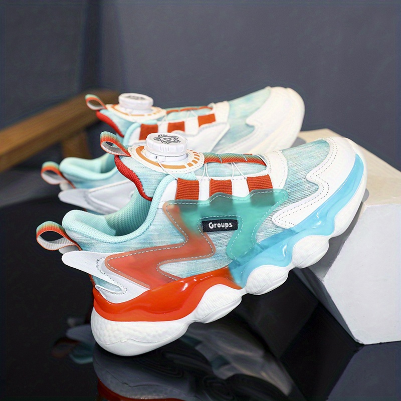 Boys Color Block Trendy Casual Shoes With Rotary Button Non - Temu New ...