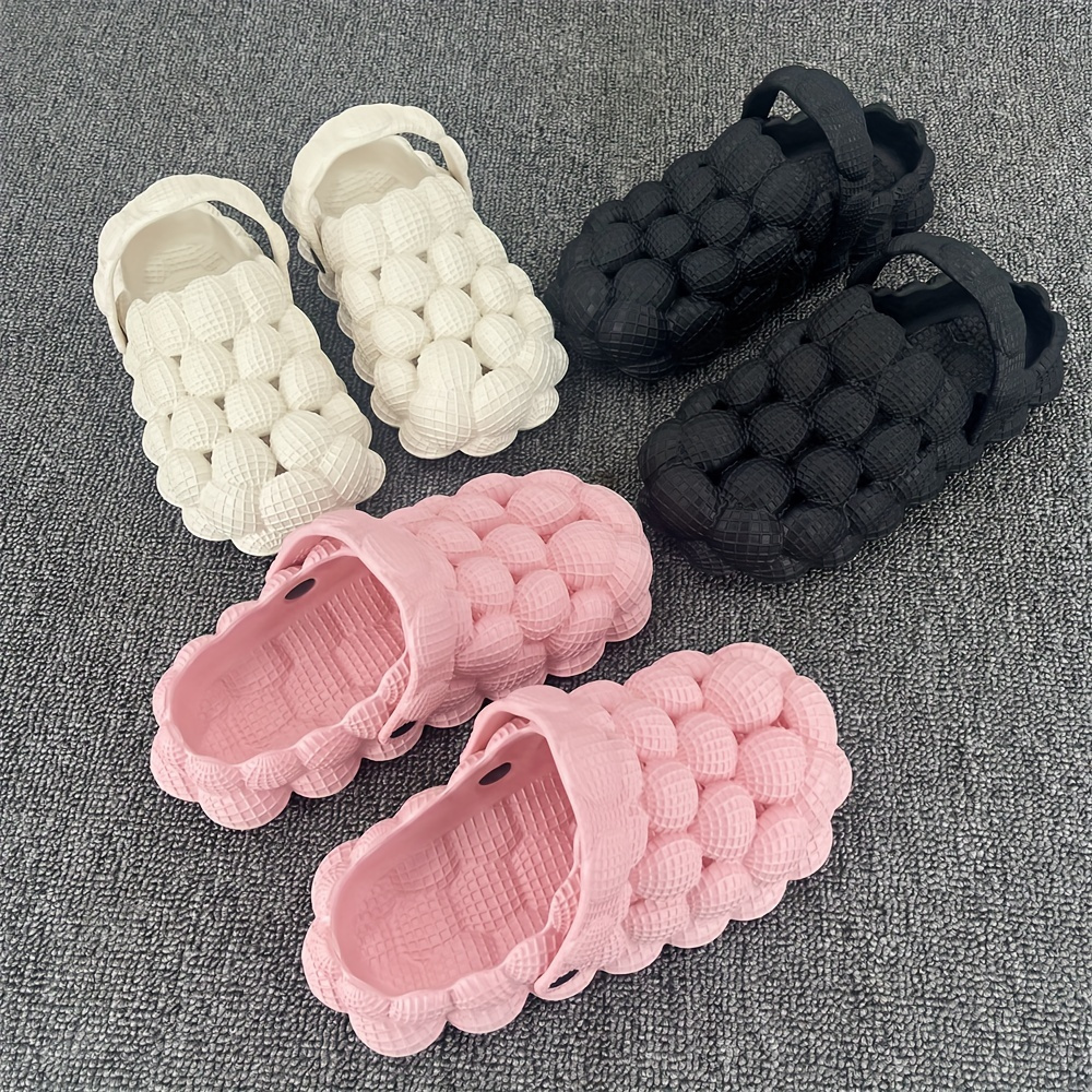 Women's Trendy Bubble Clogs Solid Color Lychee Massage Eva - Temu