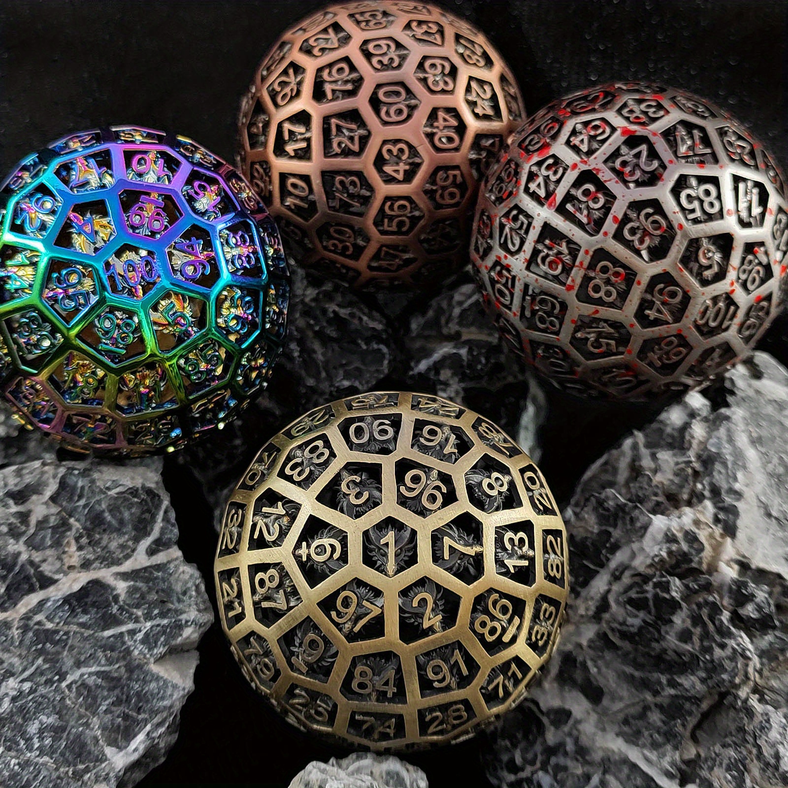 D100 Metal Dice 100 Sided Hollow Polyhedral Dice Rpg Mtg - Temu