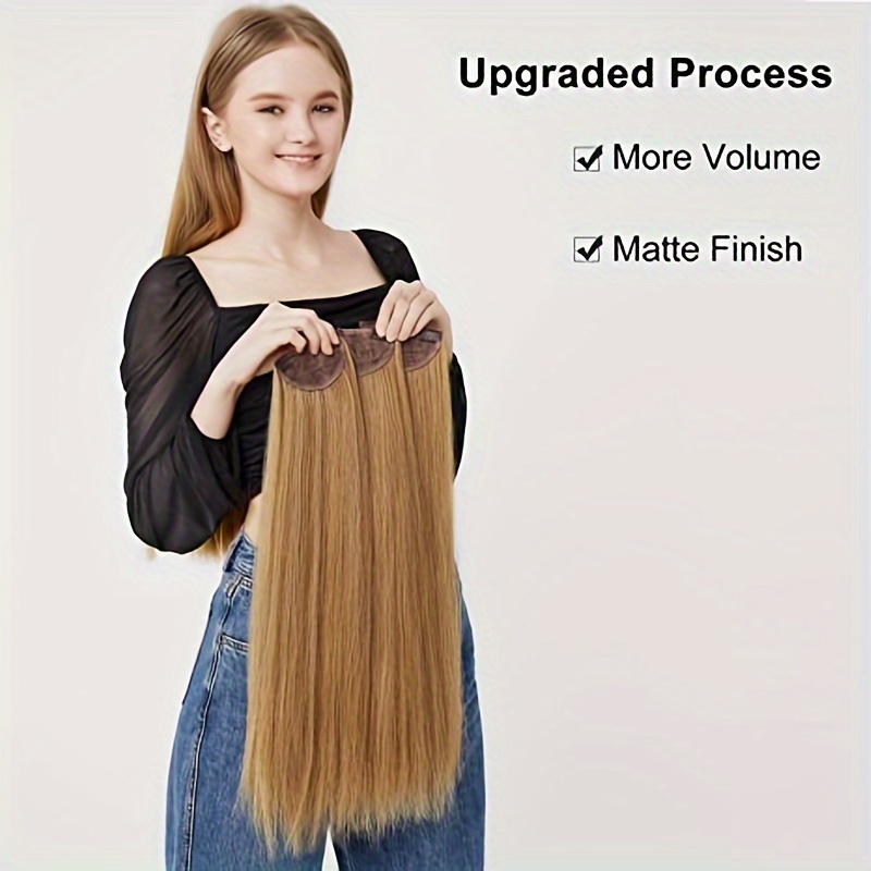 Clip In Straight Hair Extensions Synthetic - Temu