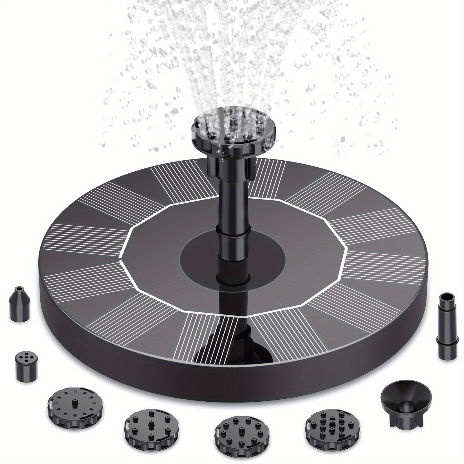 1pc Solar Pond Fountain Solar Powered Bird Bath Fountain Pump With 6 ...