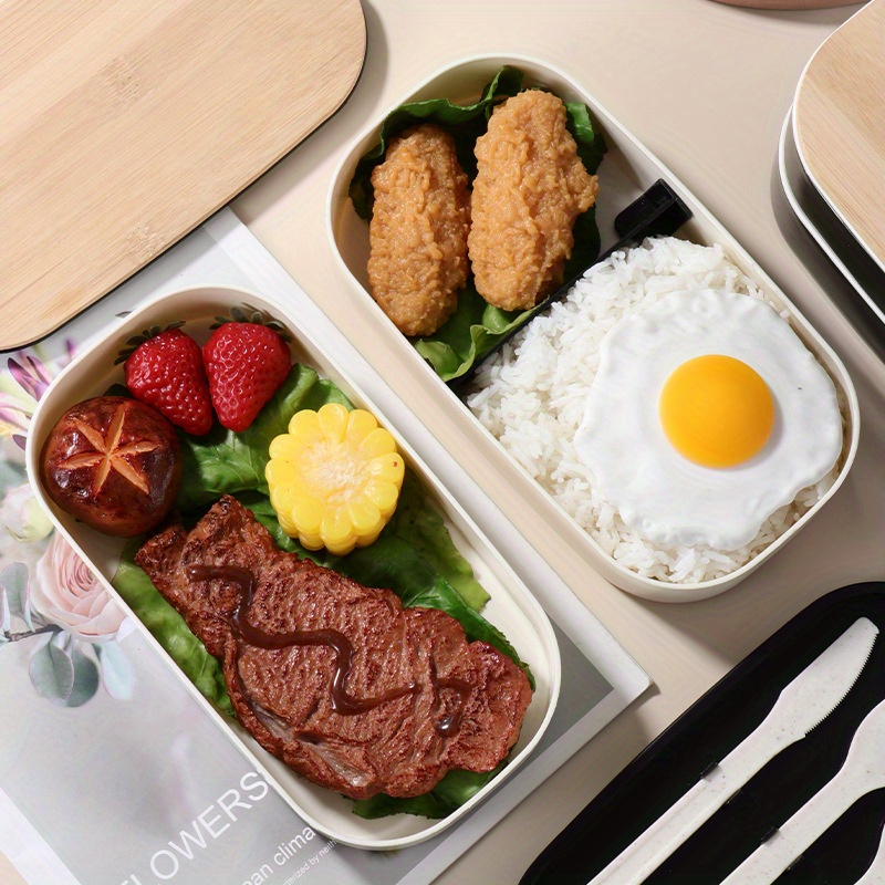 Perfect Bento Box 2 Layer Lunch Containers Spoon Fork Leak Proof ...