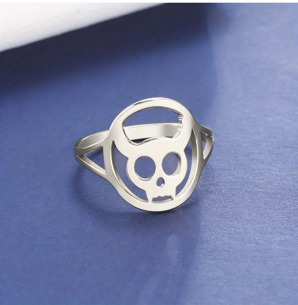 Halloween Skull Pattern Ring Men Stainless Steel Skeleton - Temu Australia