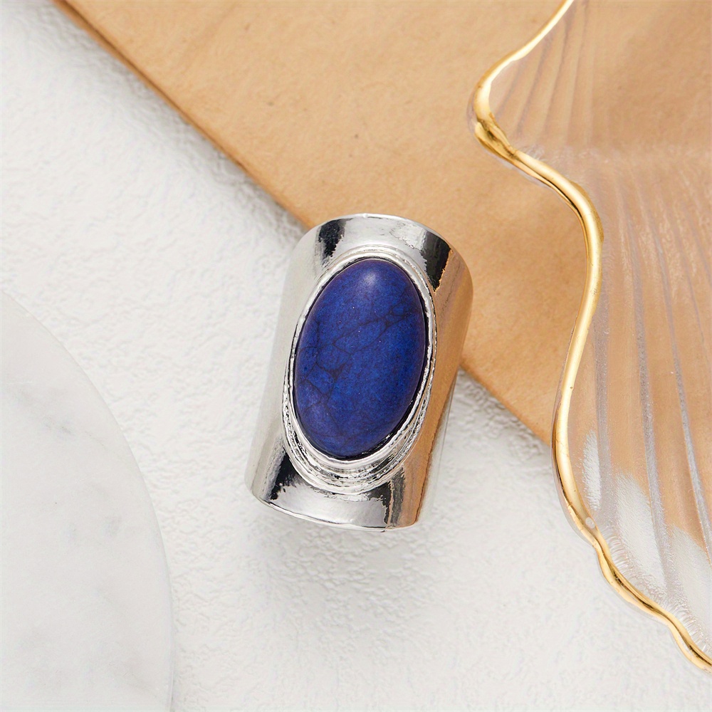 Gothic Vintage Inlaid Synthetic Gemstone Fashion Ring, Bohemian Simple ...