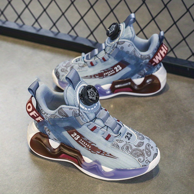 Boys Color Block Trendy Casual Shoes Rotary Button Non Slip - Temu ...