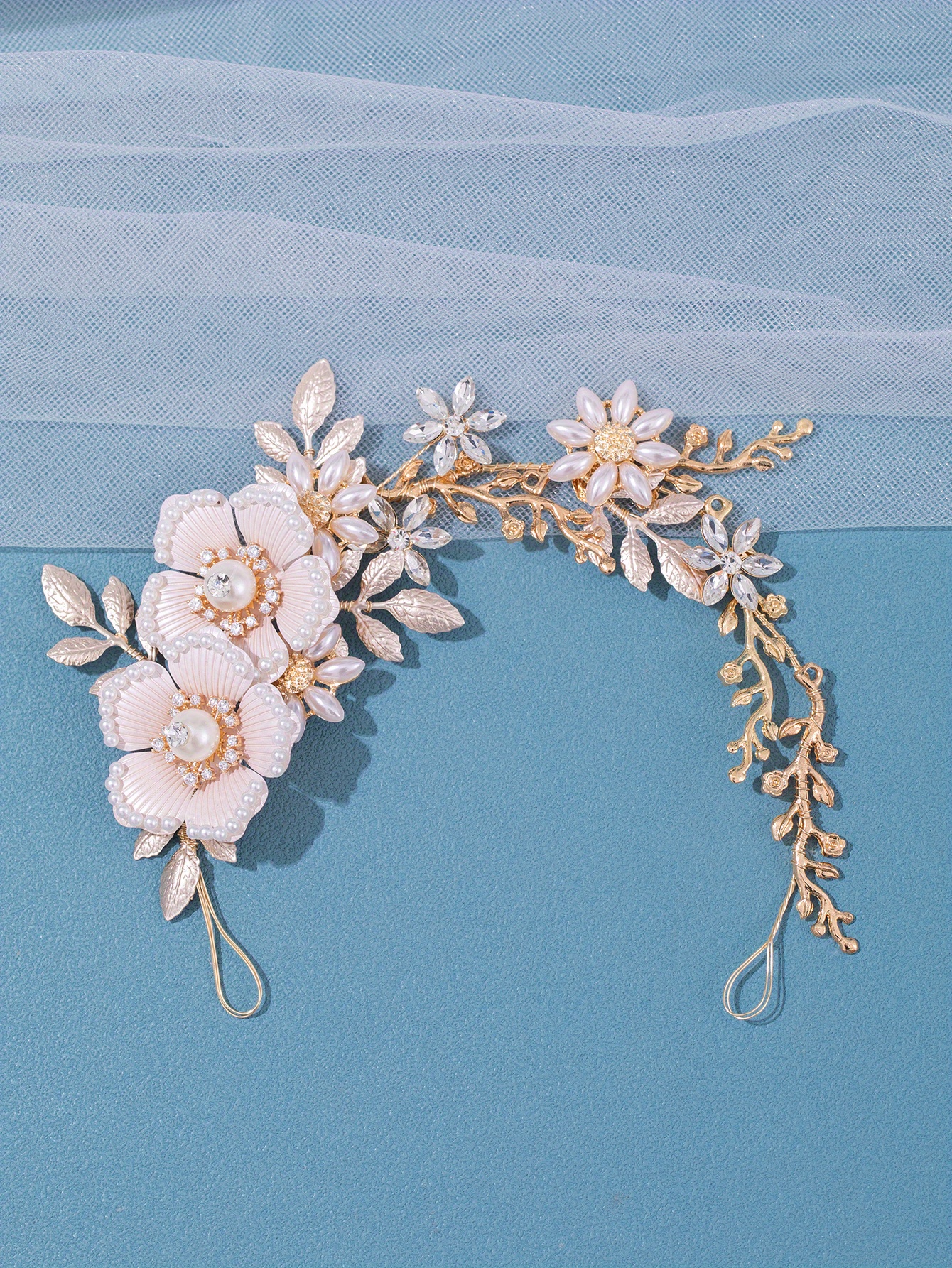 Flower Leaf Head Piece Inlaid Pearl Exquisite Head - Temu Norway