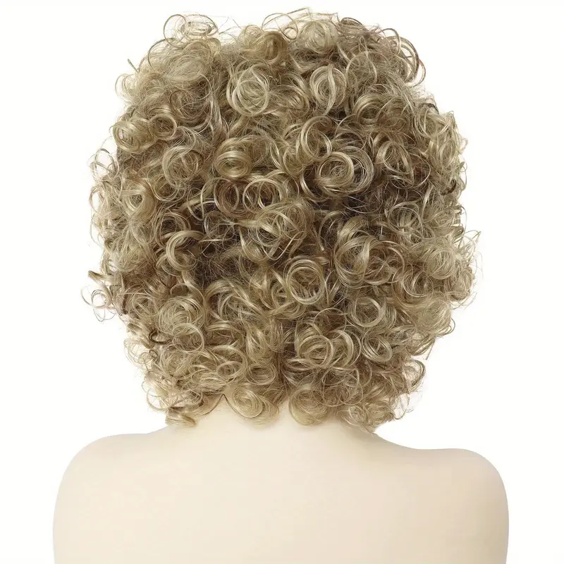 Women Short Curly Wavy Wigs With Bangs Synthetic Full Wigs For Daily