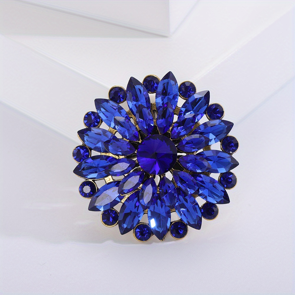 Large Flower Brooch Pin Full Faux Crystal Elegant - Temu Australia