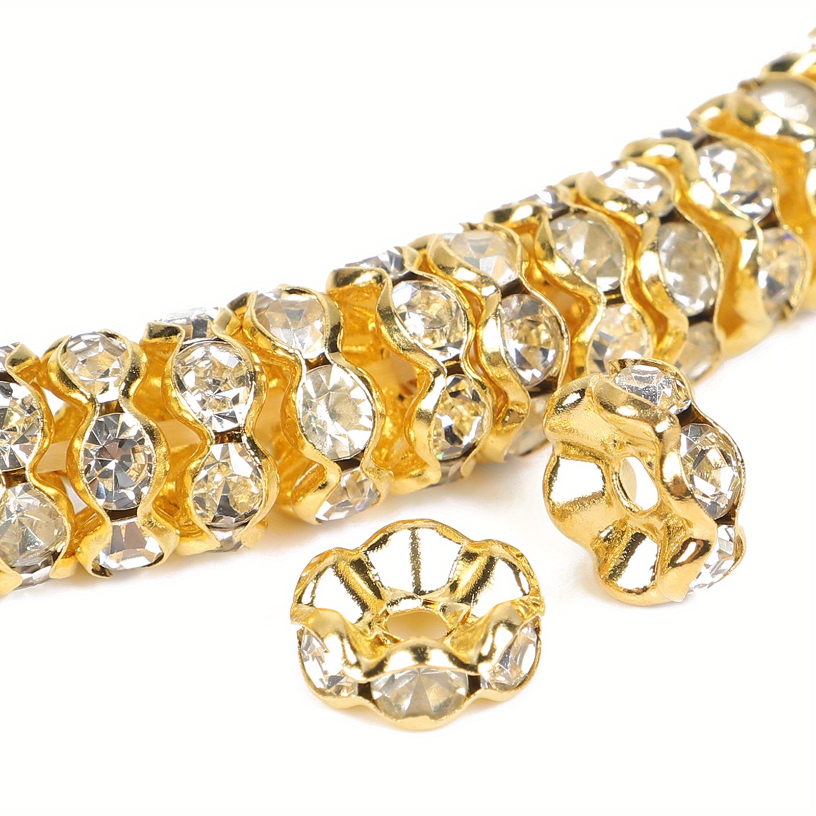 Metalic Color Crystal Rhinestone Rondelle Spacer Beads - Temu Australia