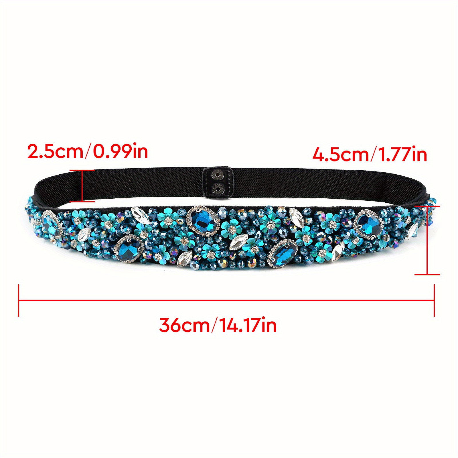 Solid Color Crystal Boho Girdle Wide Rhinestone Beads Decor - Temu ...