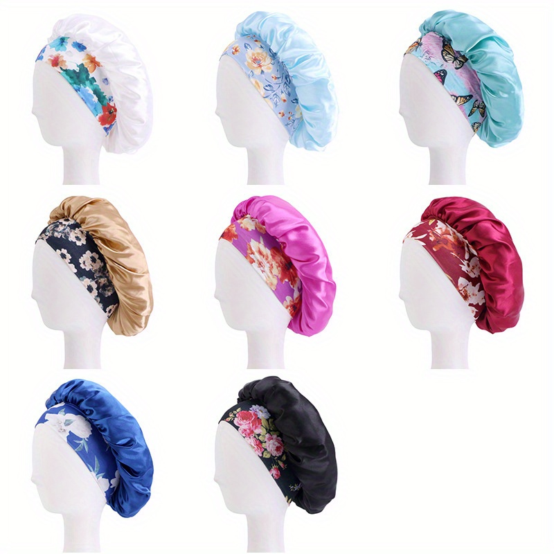 printed hair band satin home hair care cap elastic wide - Temu New Zealand