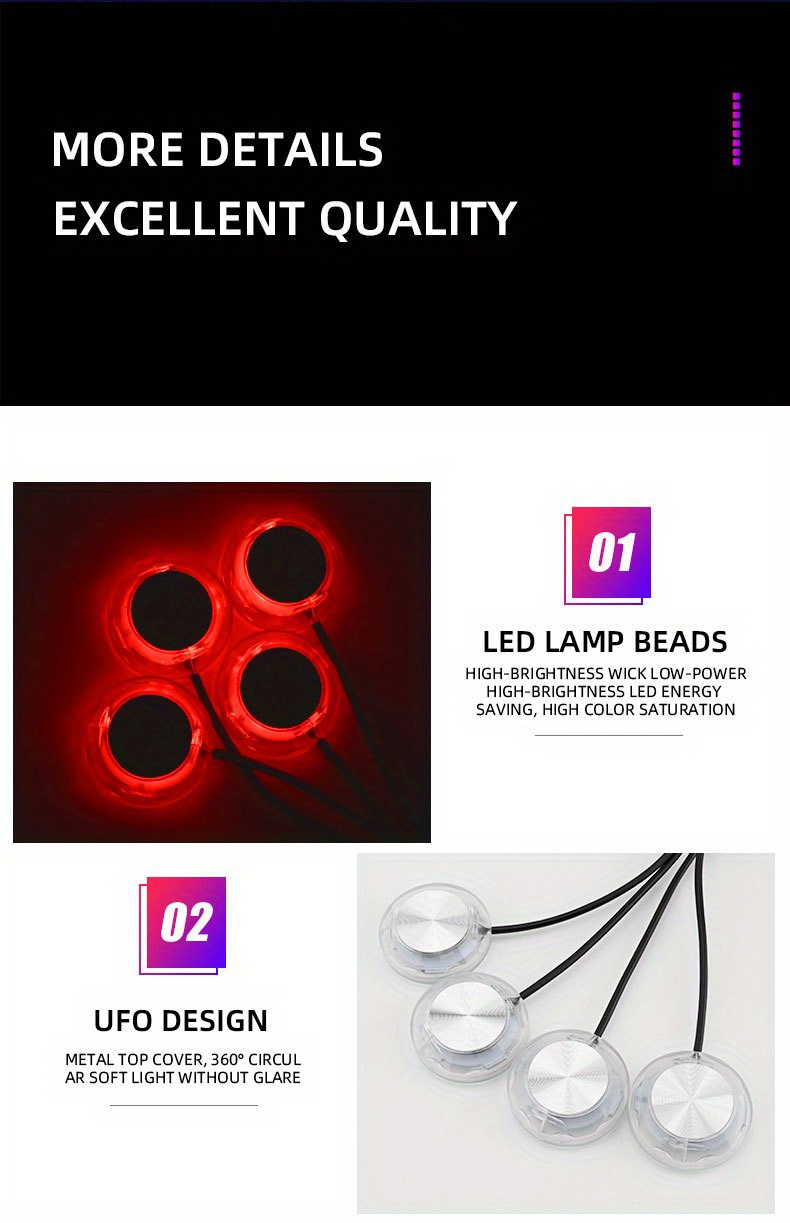 Car Led Voice Control Ambient Light 4 Colorful Rgb Car Foot - Temu