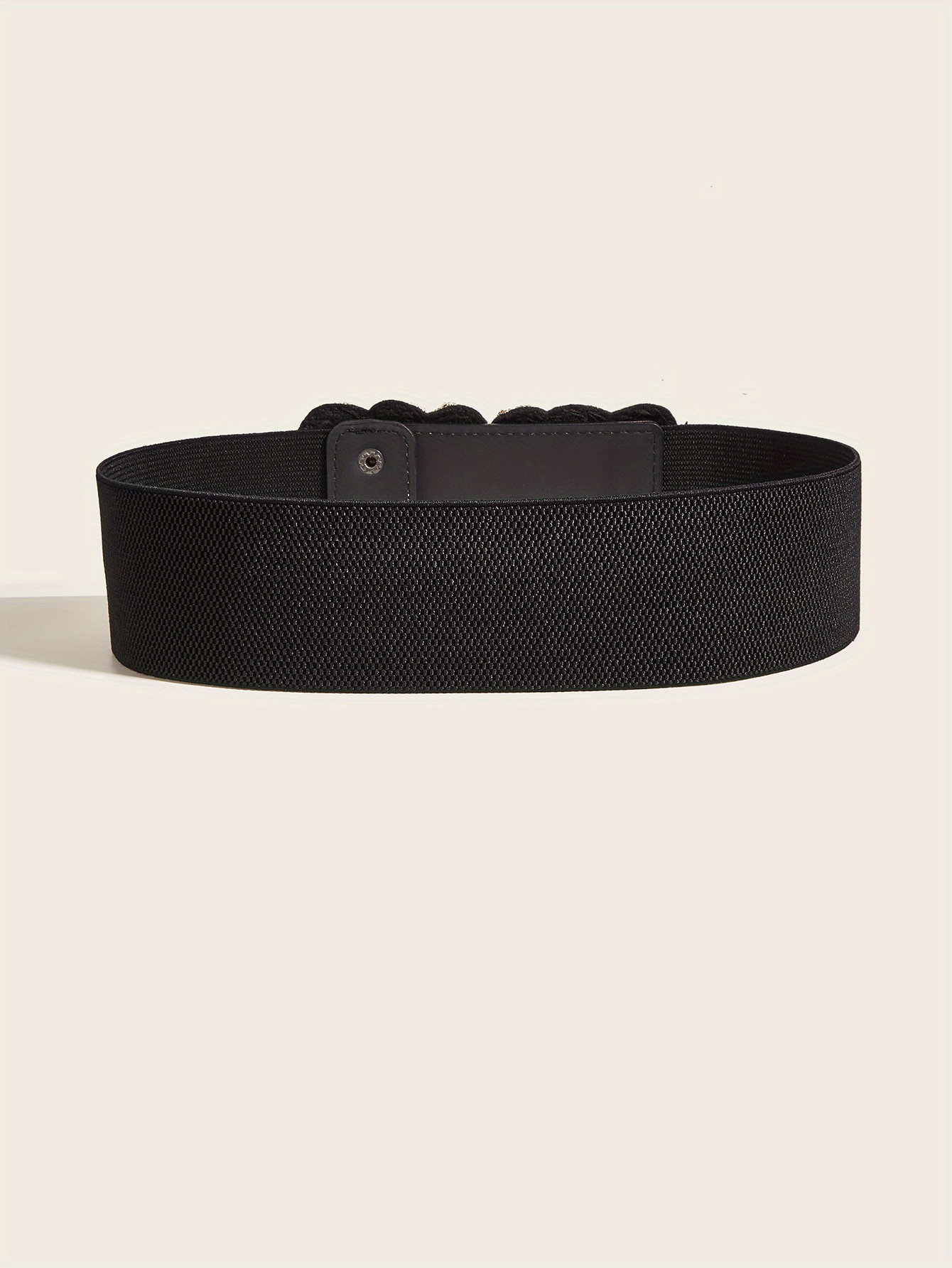 Black Wide Elastic Belt Double row Flower - Temu