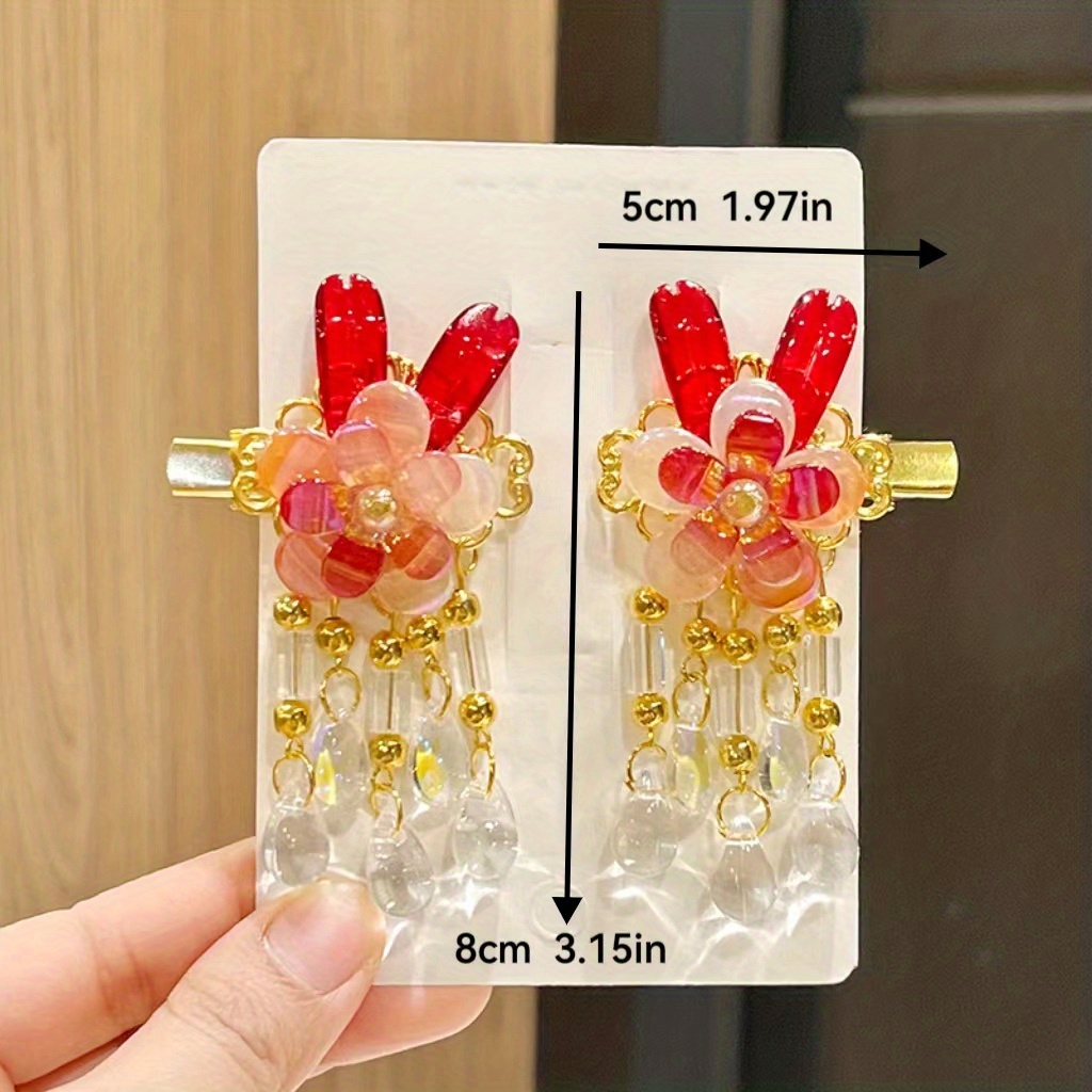 Vintage Traditional Ancient Style Flower Tassel Hair Clips Chinese ...