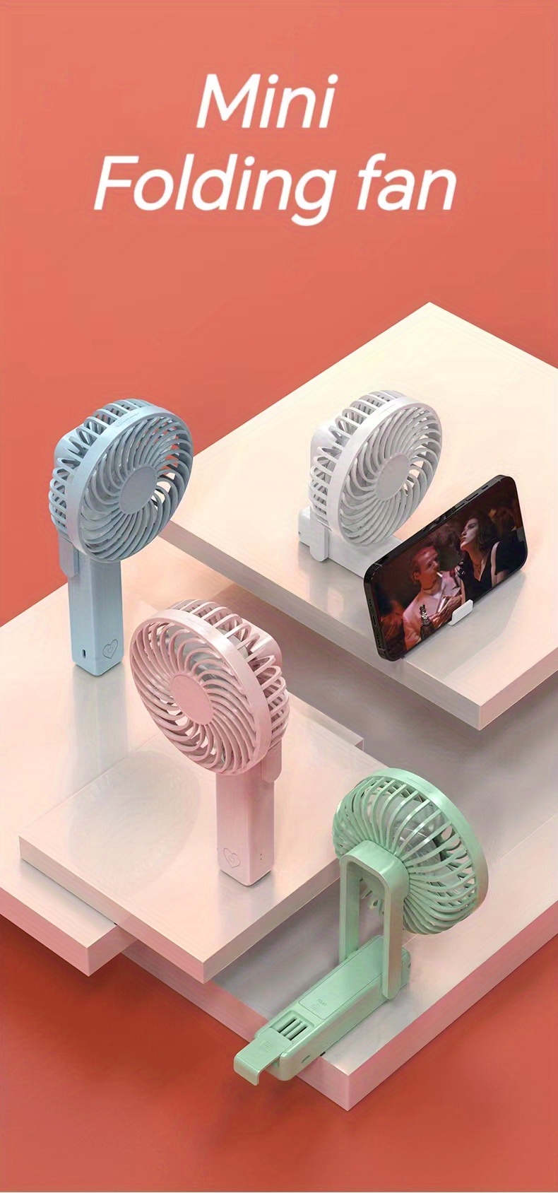 Battery Operated Portable Fan Mini Rechargeable Handheld Fan - Temu