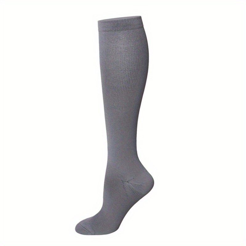 Basic Plain Compression Thigh Socks Stretchy Running Cycling Skiing ...