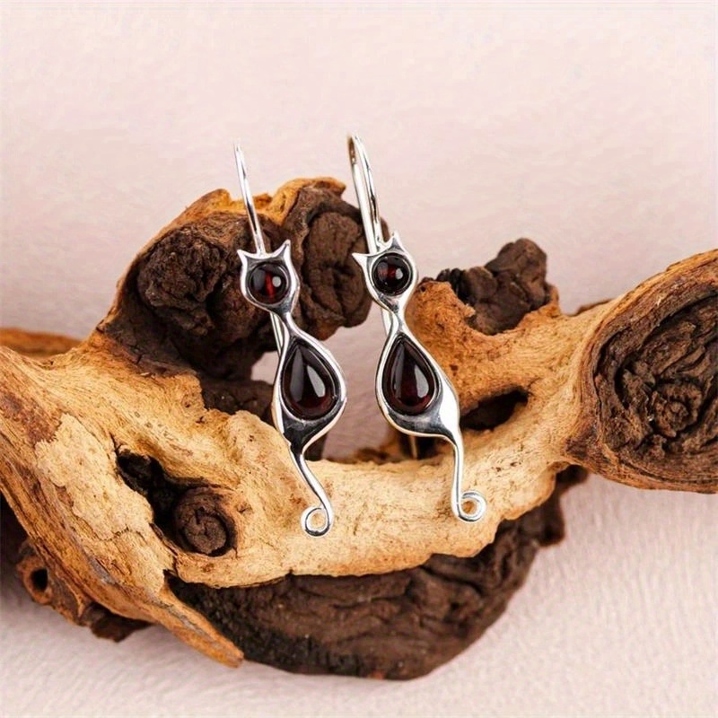 Zinc Alloy Cat Drop Stone Inlaid - Temu
