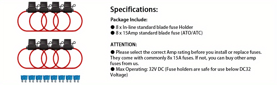 Inline Fuse Holders Fuses Kit Upgraded 16 Gauge Automotive - Temu