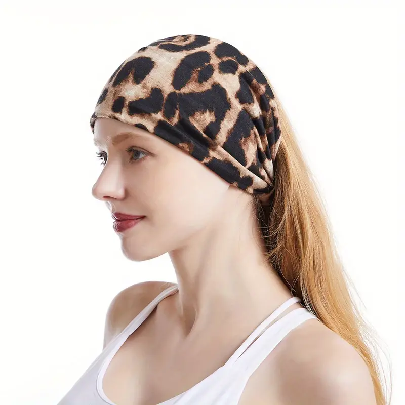 ファッションヒョウ柄ヘッドバンド なクロスノット吸汗ヘッドスカーフ 速乾ストレッチヘアバンド Temu Japan