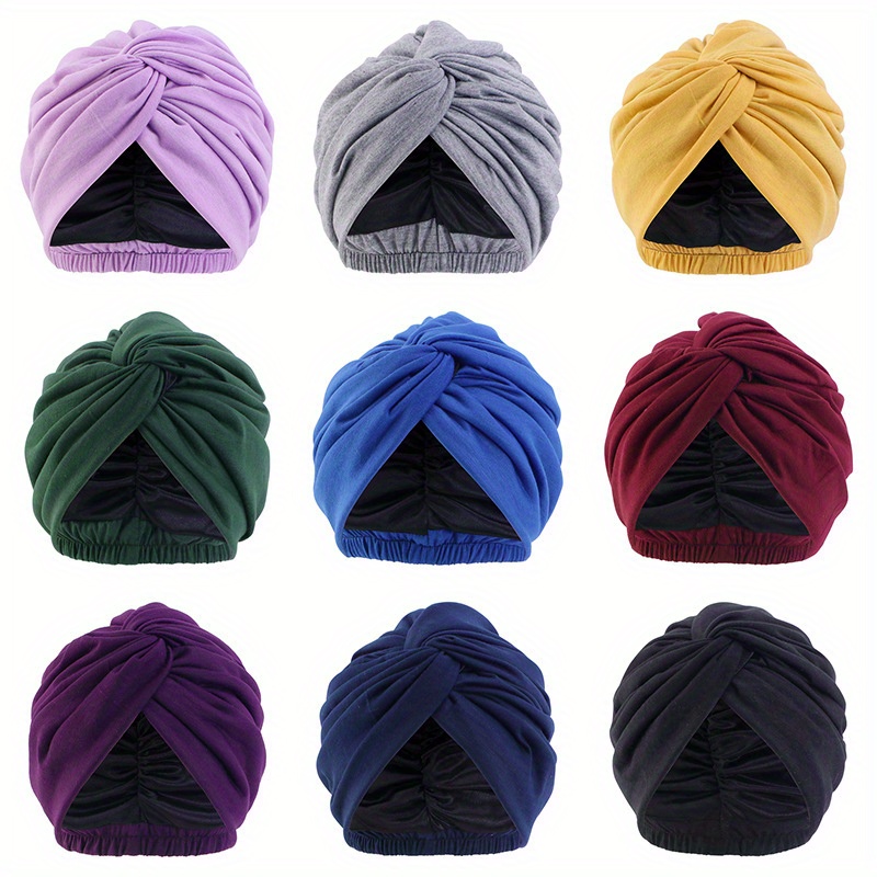 Elastic Double layer Turban Pure Color Cross Twist - Temu Kuwait