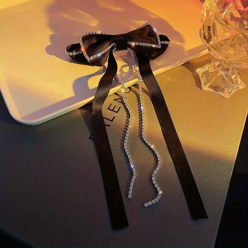 bowknot hair clip tassel velvet bow back head - Temu Australia