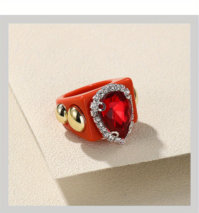 Cute Ring Set Inlaid Sparkling Rhinestones Geometric Thick - Temu Norway