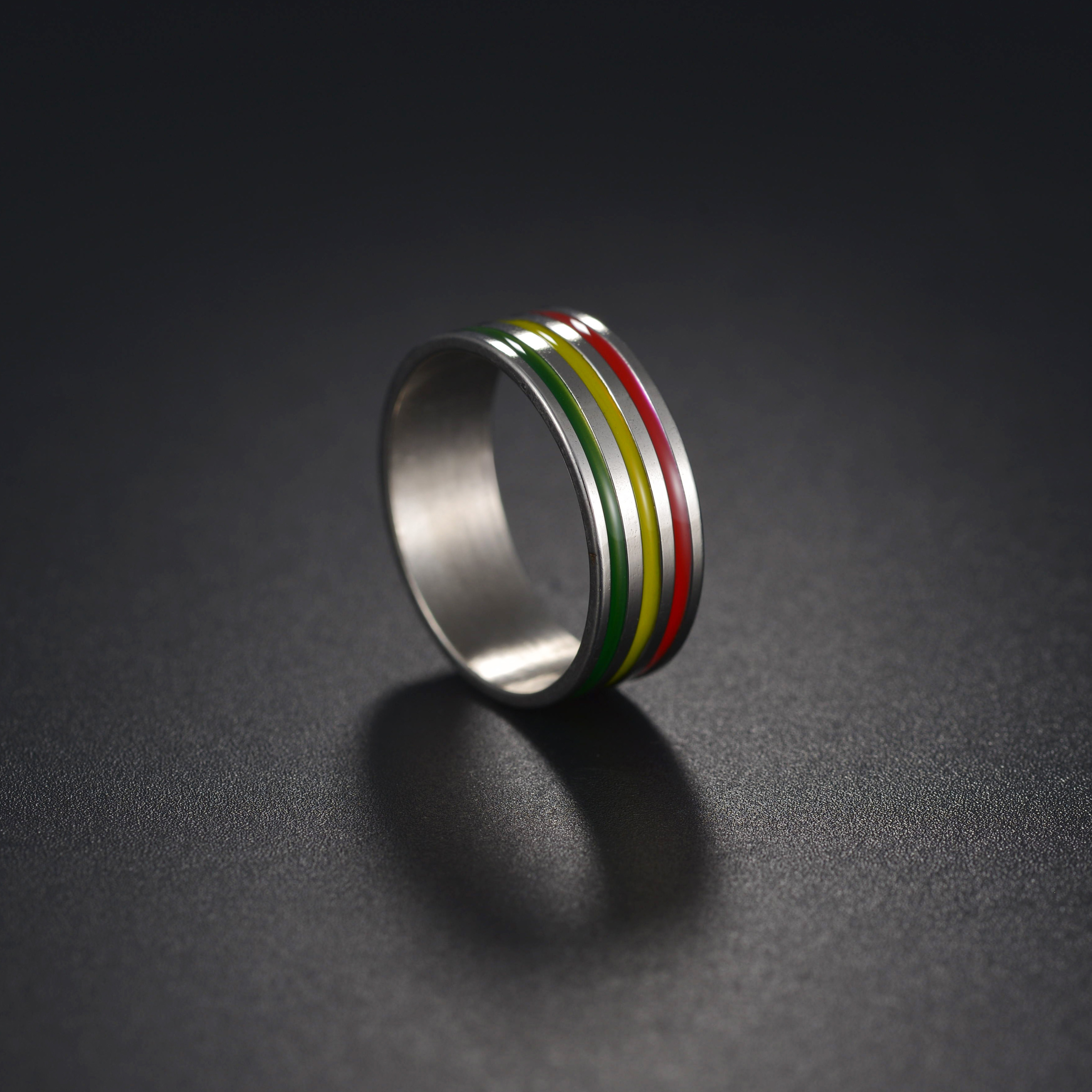 Rainbow Color Stripe Enamel Ring Men's Stylish Ring 2 - Temu Australia