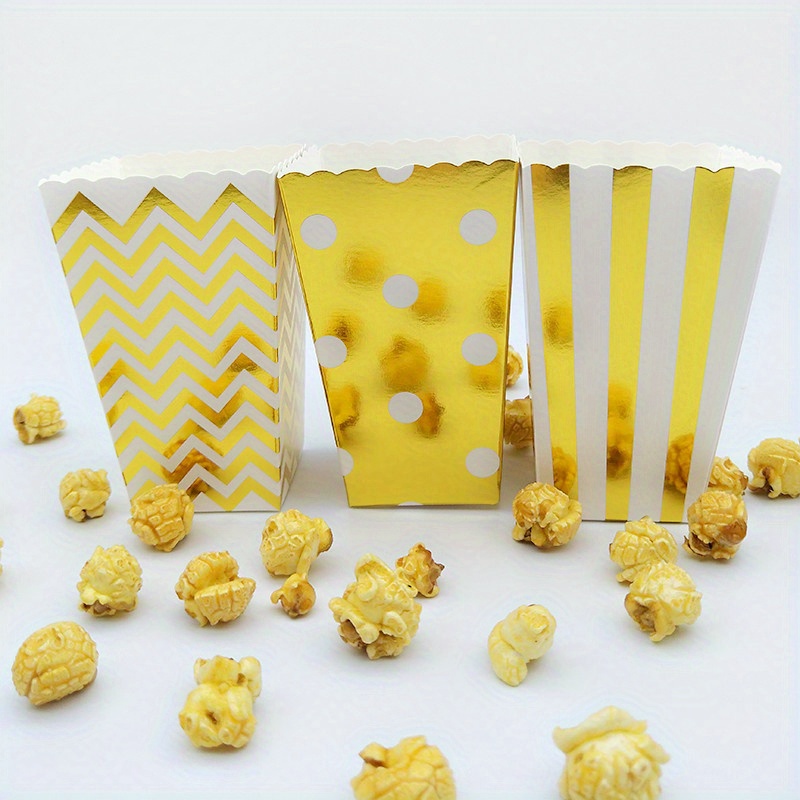12pcs Golden Striped Popcorn Boxes Xmas Weddings Birthdays More | Temu ...