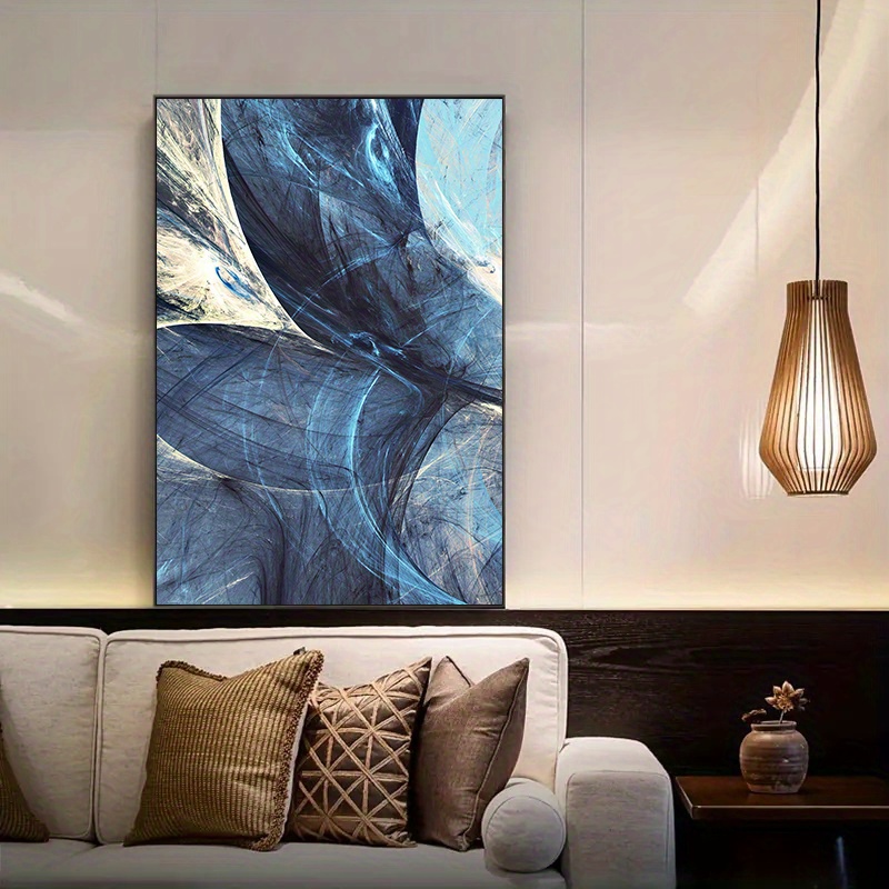 blue abstract psychedelic line arts canvas - Temu Australia