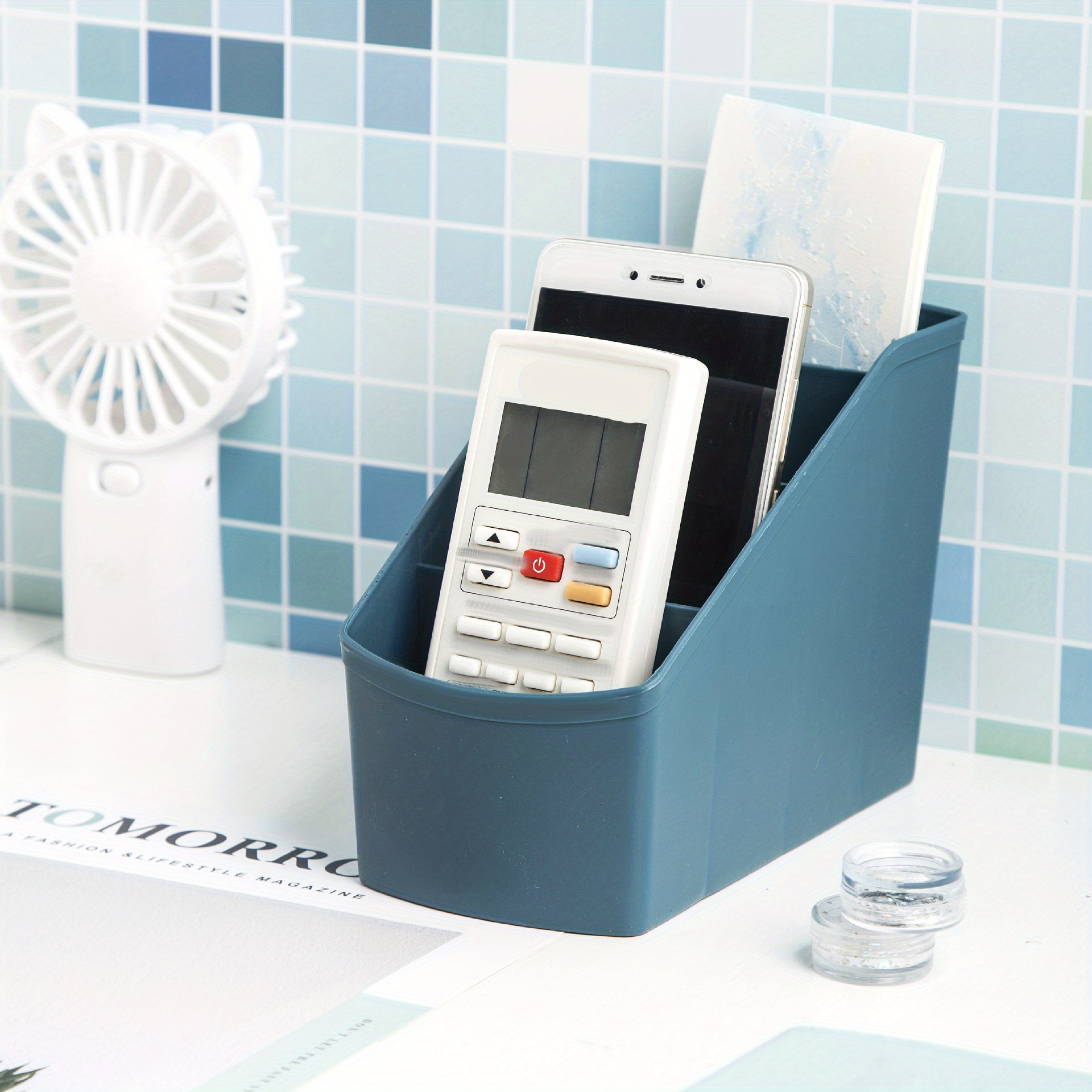 Tv Remote Control Storage Box Living Room Desktop Cosmetics - Temu