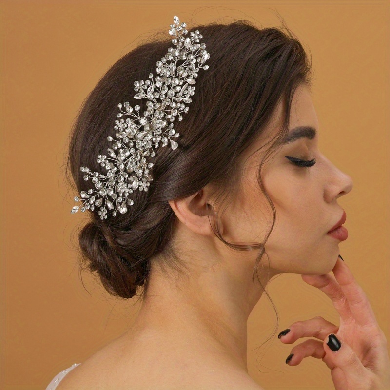 Faux Pearl Rhinestone Leaf Shape Comb Jewelry Head - Temu