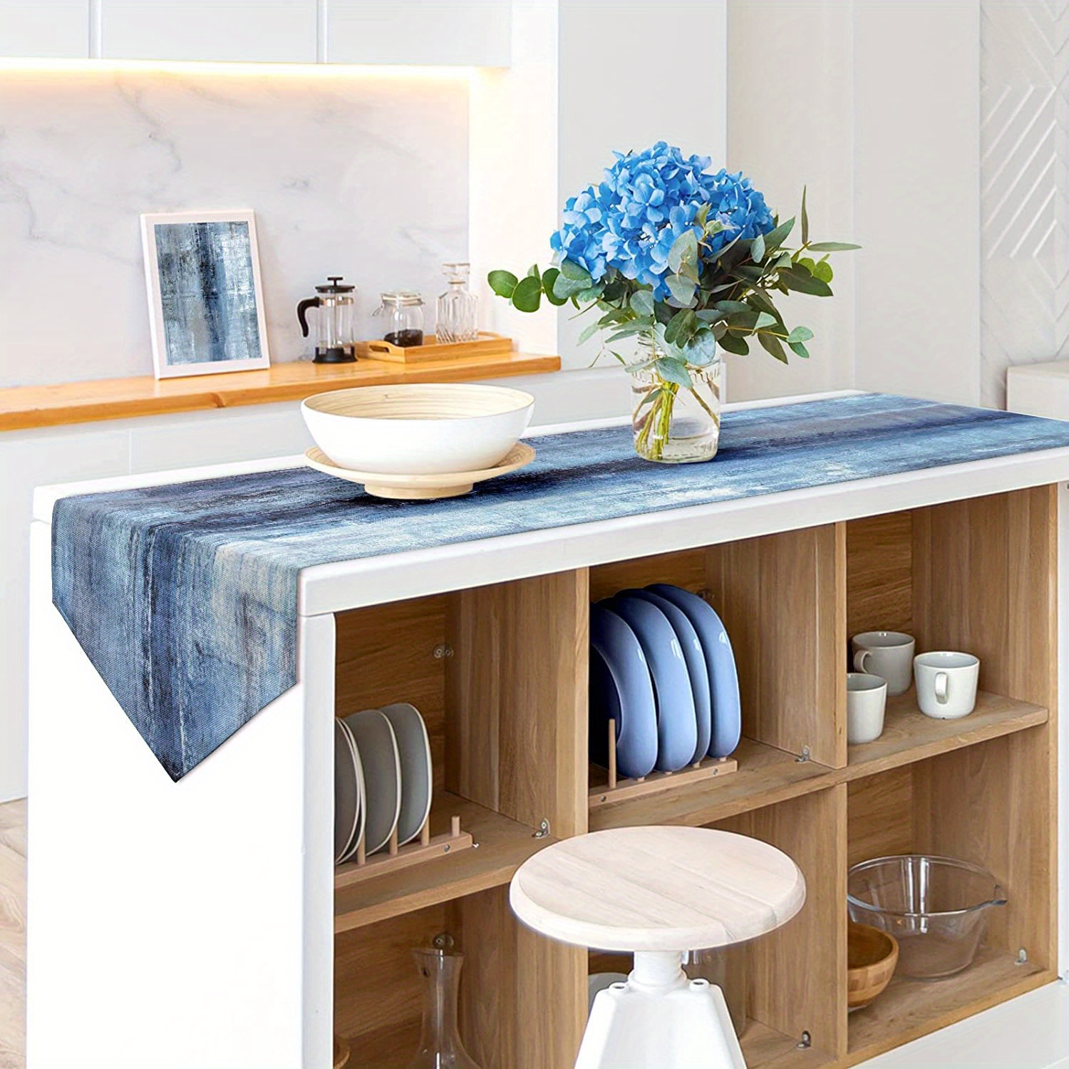 Rustic Linen Burlap Table Runner Retro Abstract Art Painting - Temu