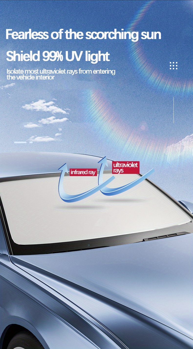 Silver coated Car Sunshade: Double loop Folding Thermal - Temu New Zealand