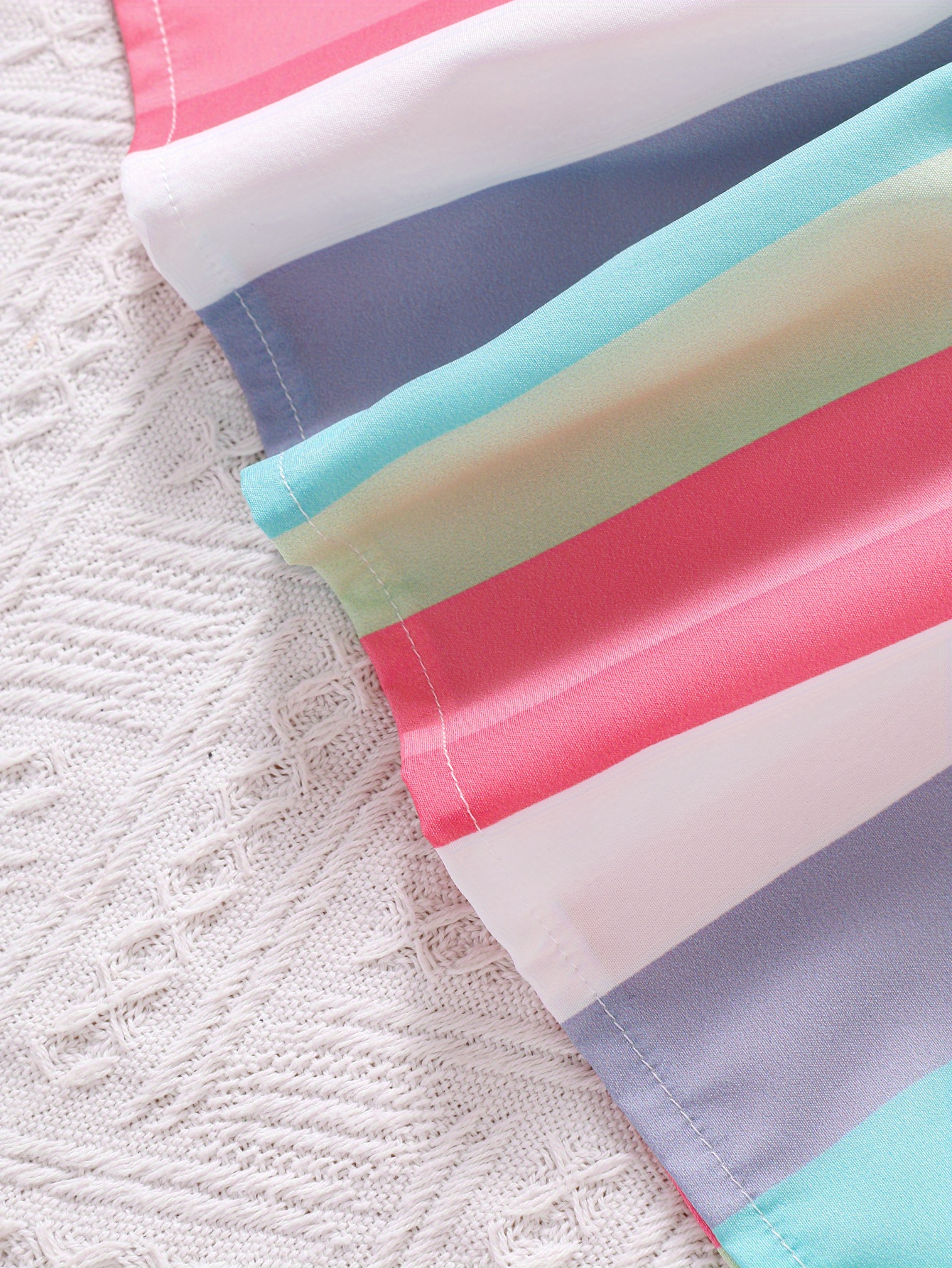 Toddler Girls Ruffle Trim Shirred Frill Trim Rainbow Color - Temu Norway