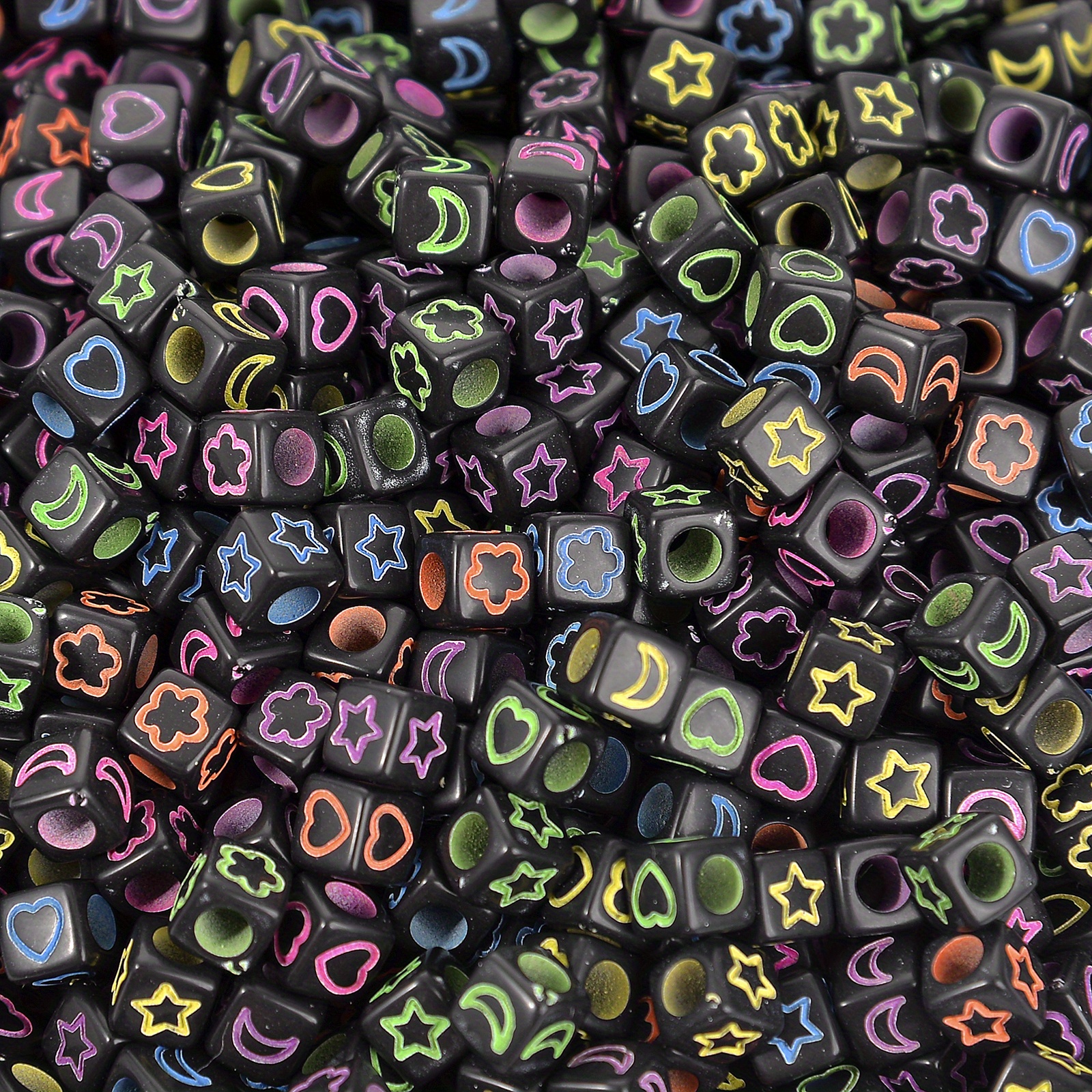 Black Acrylic Cubic Beads Stars Hearts - Temu Australia