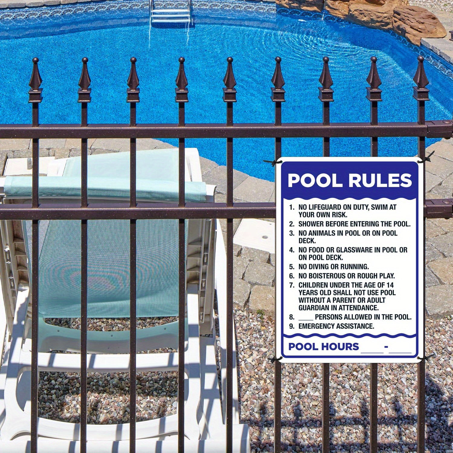 Pool Rules Sign Outdoor Backyard Metal Swimming Pool Sign No - Temu New ...