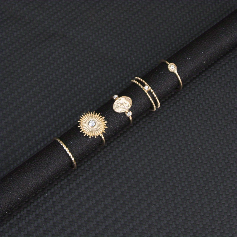 5 Pcs Stackable Finger Ring Set Sunflower Etc Shape Pattern Finger Ring ...