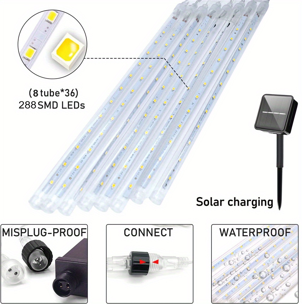 Solar Meteor Rain Lights Outdoor Waterproof Solar String - Temu